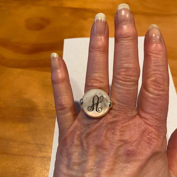 Jewelry | Sterling Silver Pearlescent Initial A Ring | Poshmark